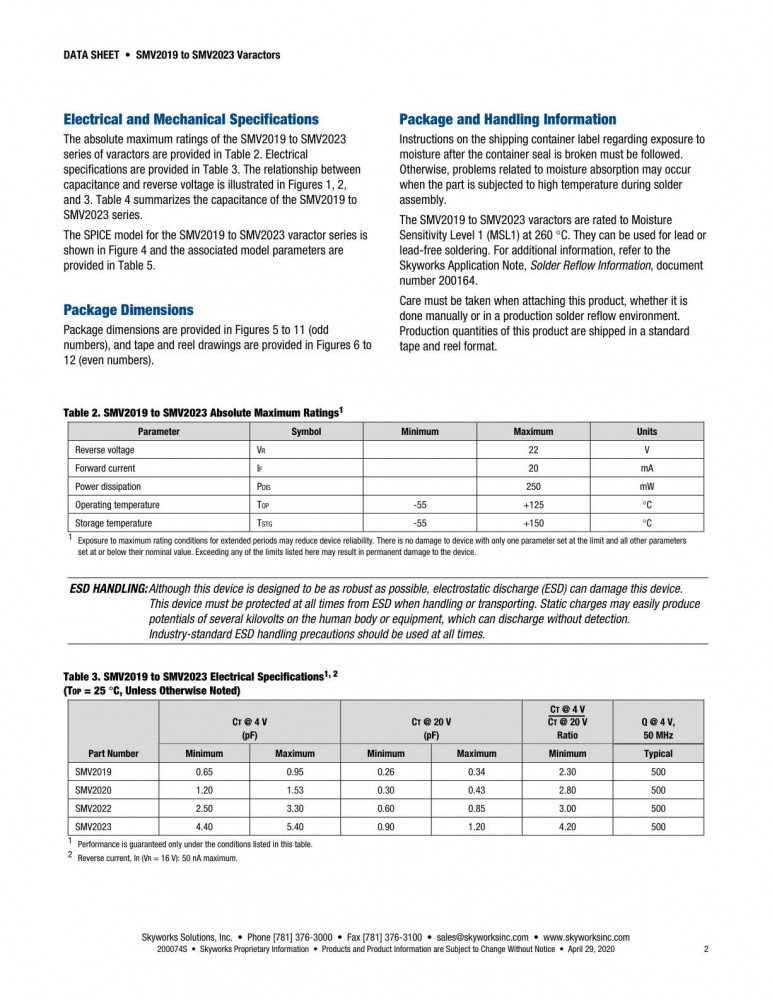 SMV2019-000 datasheet page 2