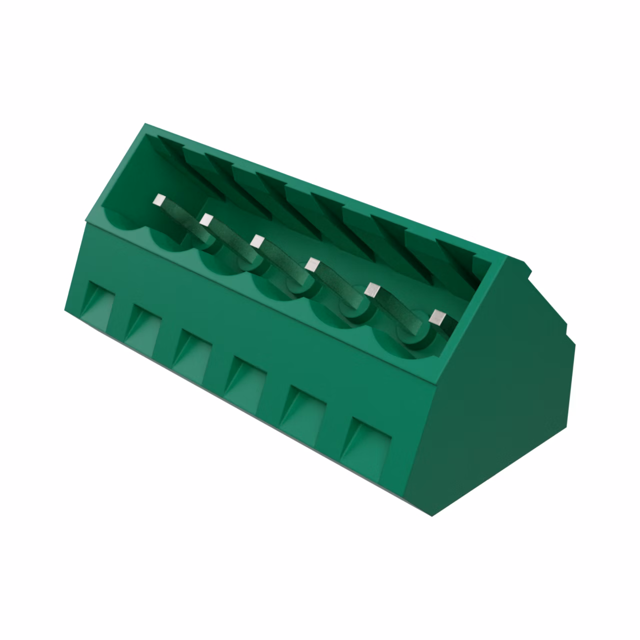 5.00mm Pitch Eurostyle 45° Angle PCB Header, Closed Ends, 6 Circuits, Green for sale