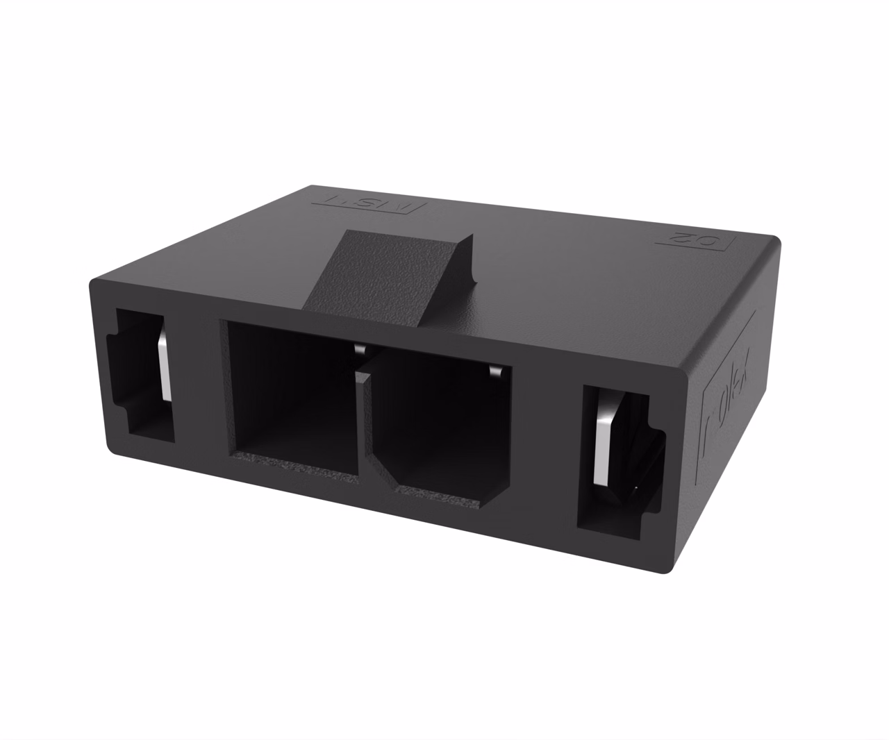 Mini-Fit Max Right Angle Header, Single Row, Surface Mount, 2 Circuits, Matte Tin (Sn) Plating, Black, Glow-Wire Capable, Tape and Reel for sale