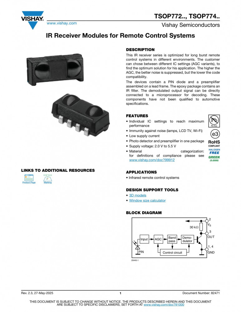 TSOP77438TT technical document page 1