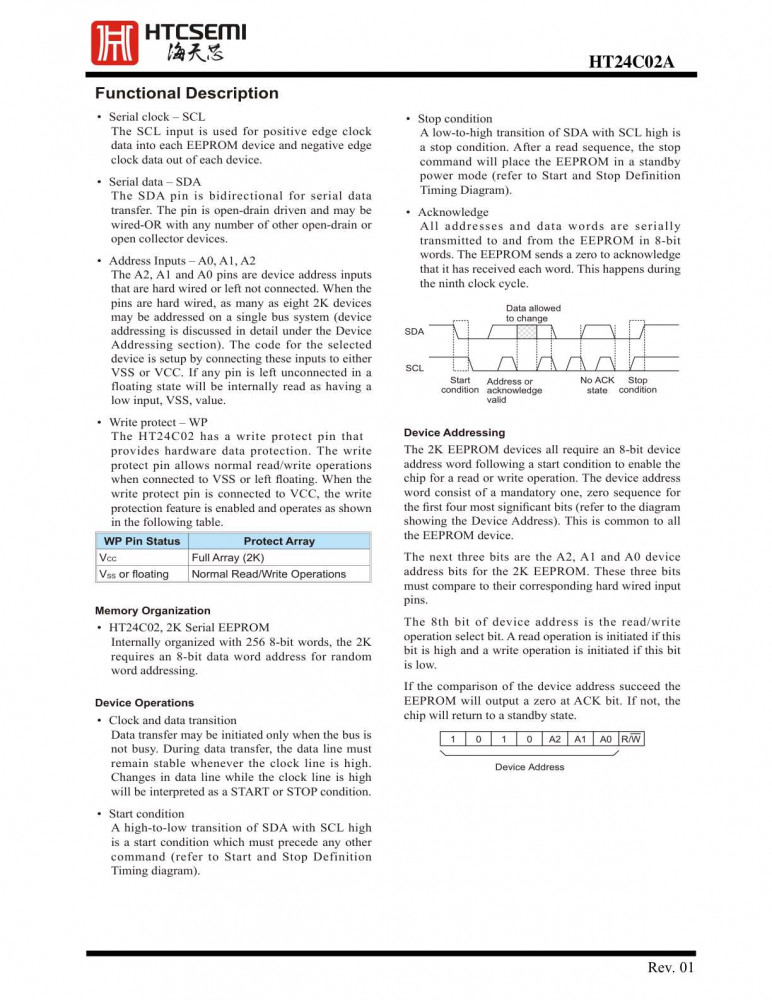 HT24C02ARZ datasheet page 4