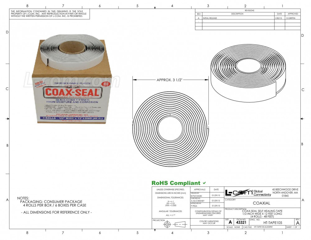 HT-TAPE105 technical drawing and product reference