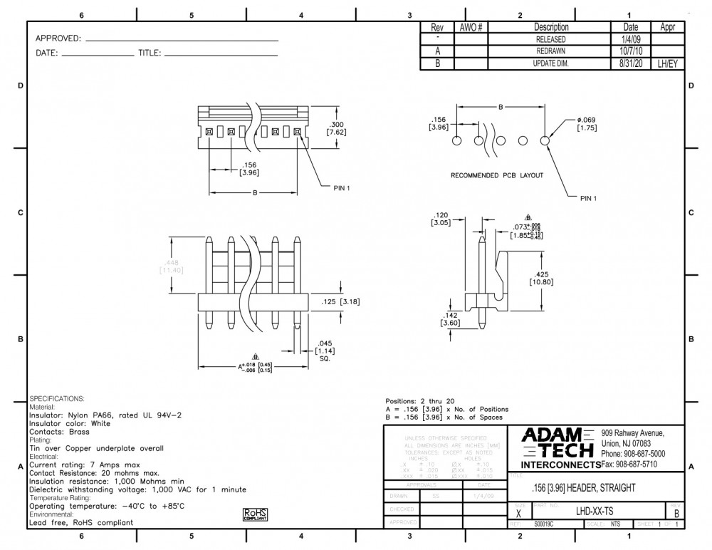 ADAM TECH LHD-02-TS technical drawing