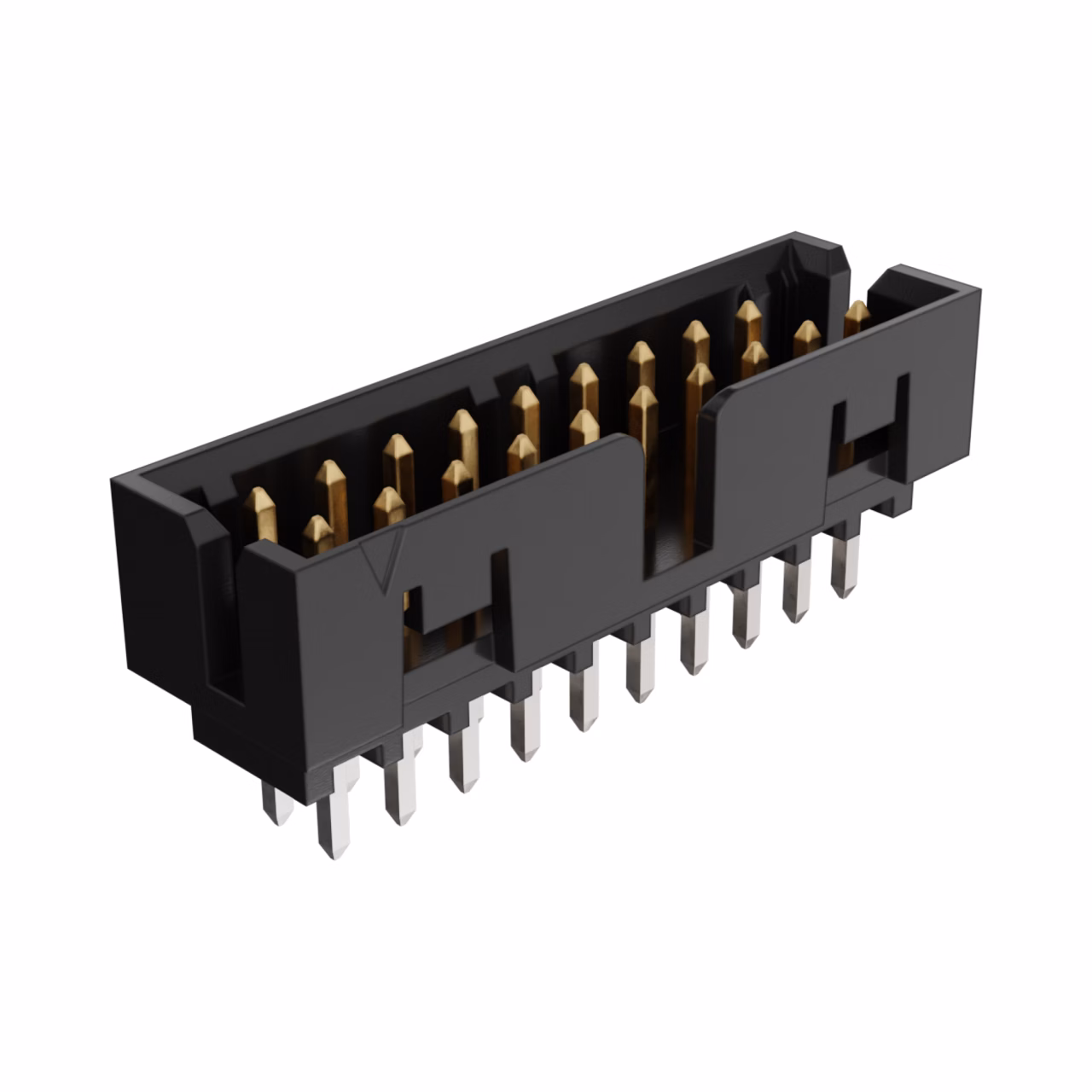 2.00mm Pitch, Milli-Grid PCB Header, Dual Row, Vertical, Through Hole, Shrouded, 14 Circuits, 0.38µm Gold (Au) Plating, 2.50mm Tail Length, Dual Side Slots, Dual Friction Locks, Center Polarization, with Cap and Peg, Tape and Reel
