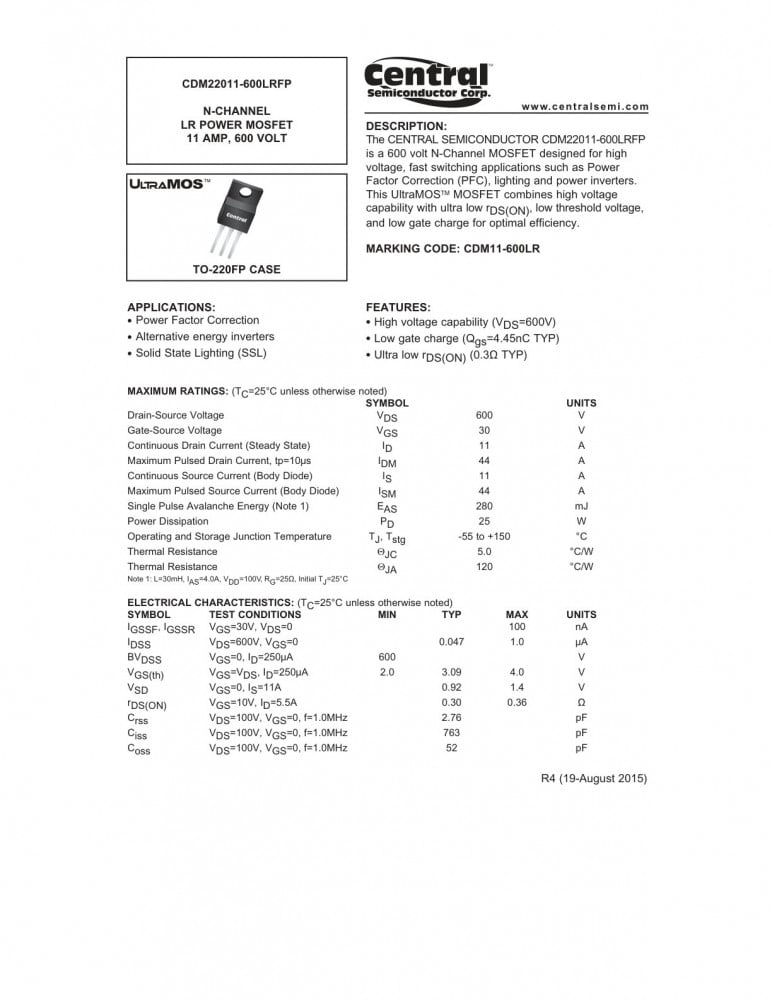CDM22011-600LRFP SL datasheet page 1
