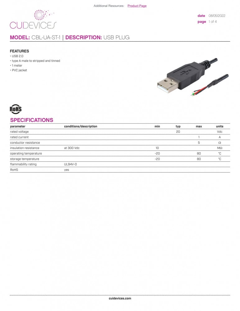 CBL-UA-ST-1 technical document page 1