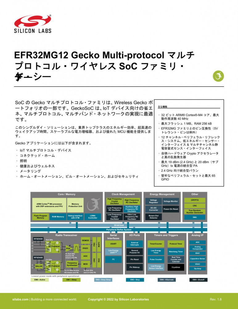 EFR32MG12 datasheet page 1