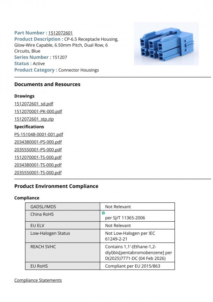 MOLEX 1512072601 document page 1