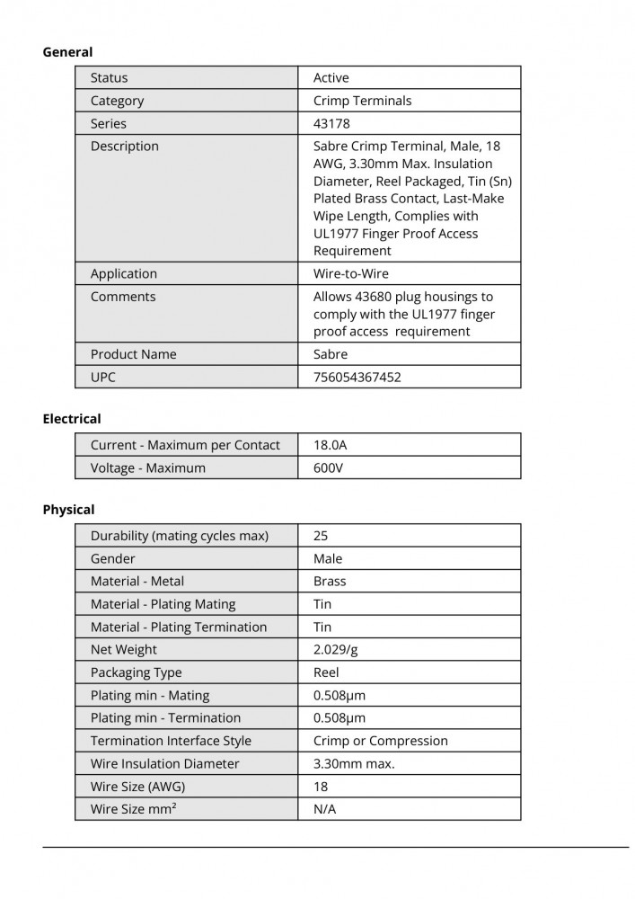 Technical document page 2 for MOLEX 431785002
