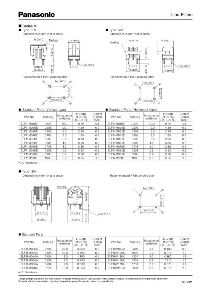 PANASONIC Series M technical document preview