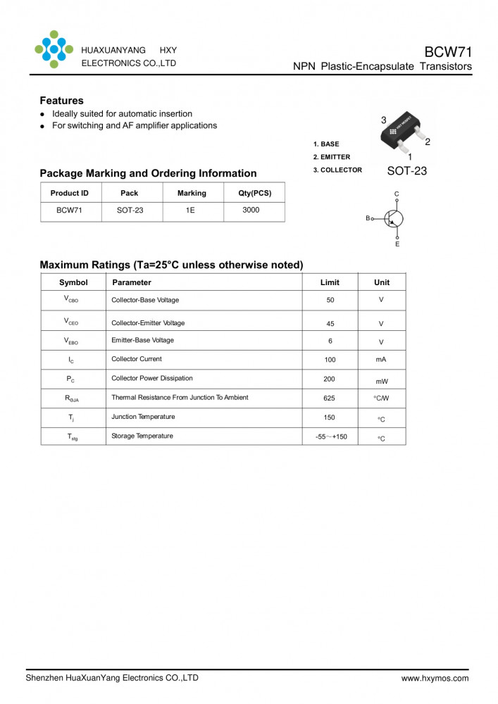 BCW71-HXY datasheet page 1