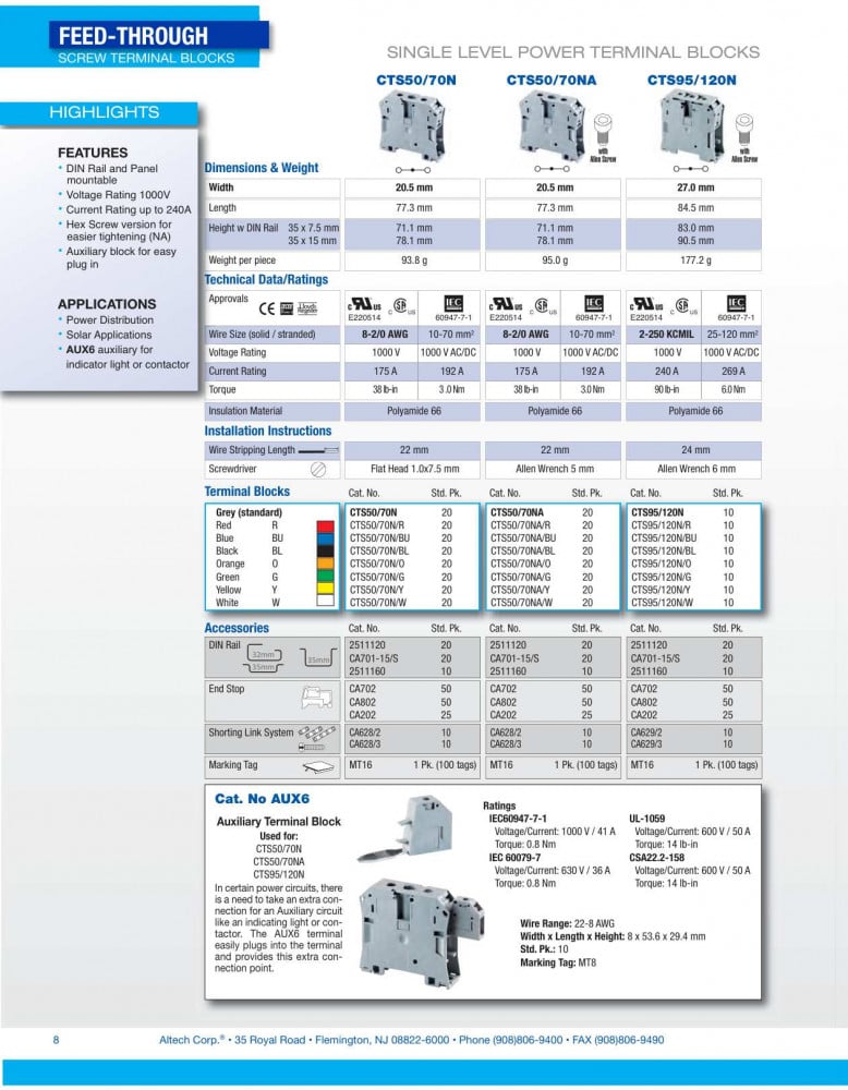 Altech terminal block document page 8