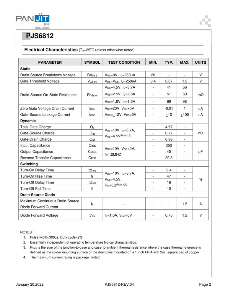 PJS6812 datasheet page 2