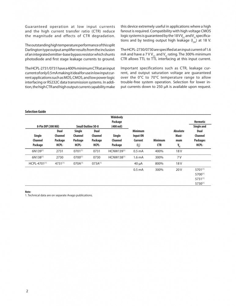 HCPL-2731 datasheet page 2