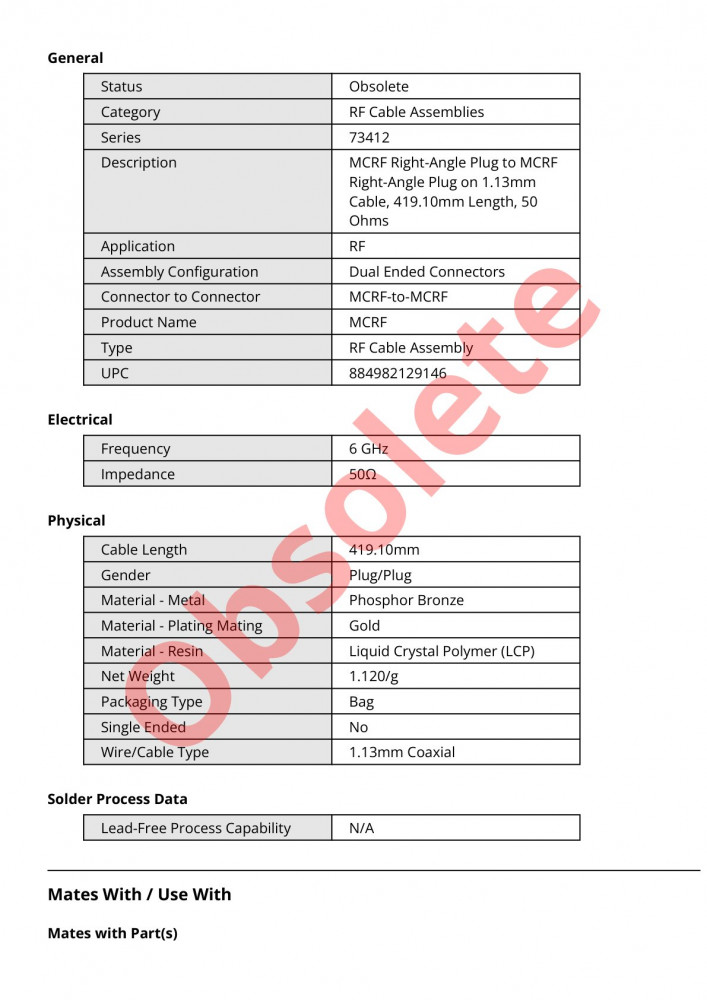 Technical document page 2 for MOLEX 734127318