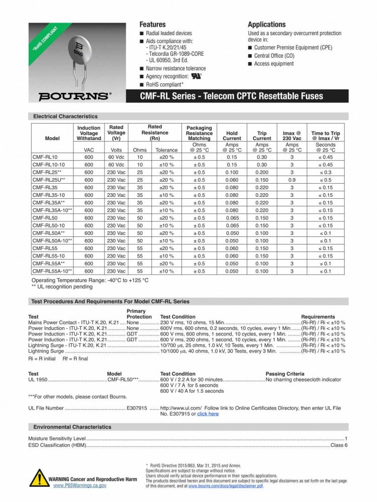 CMF-RL series datasheet page 1