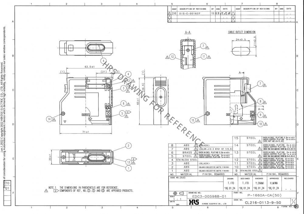 HRS P-1660A-CA(50) technical document page
