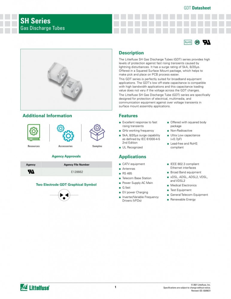 Littelfuse SH600 datasheet page 1
