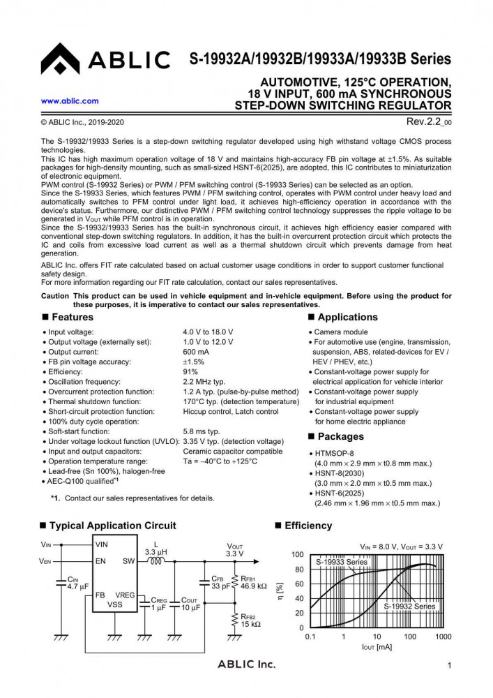 ABLIC S-19932AA-A8T1U7 document page 1
