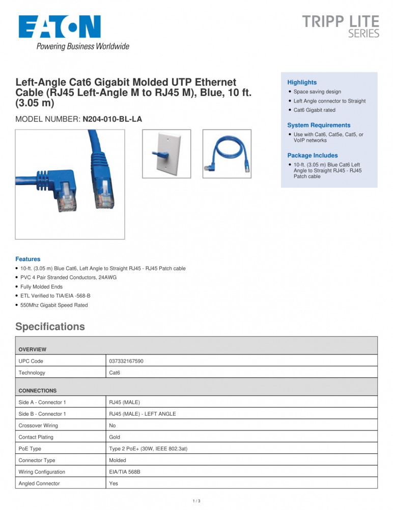 N204-010-BL-LA product documentation page 1