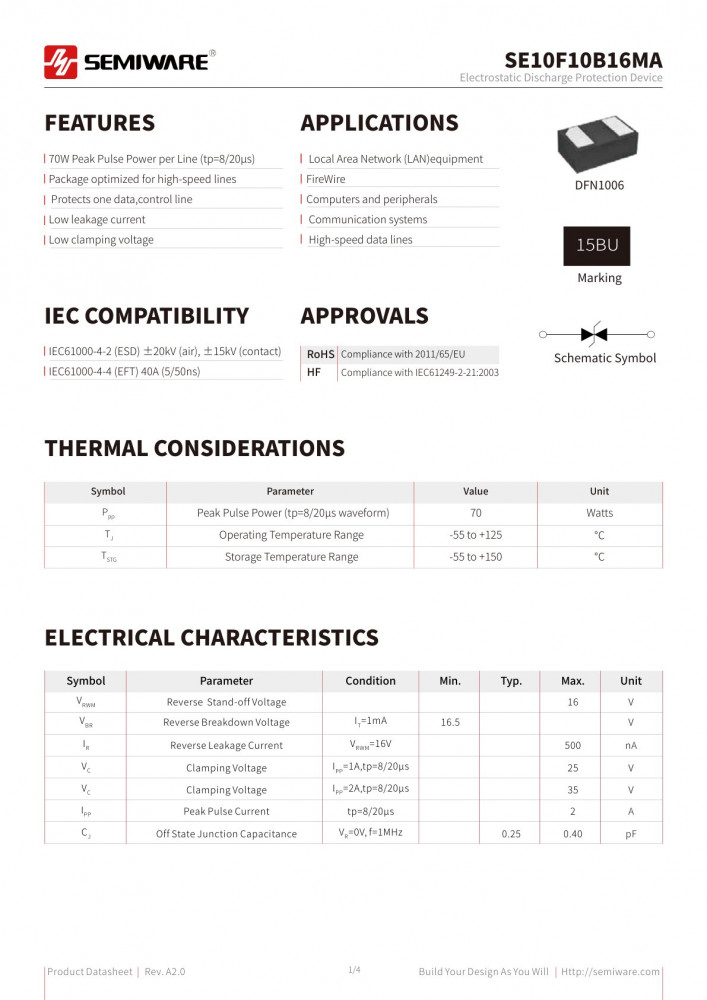 SE10F10B16MA datasheet preview, page 1