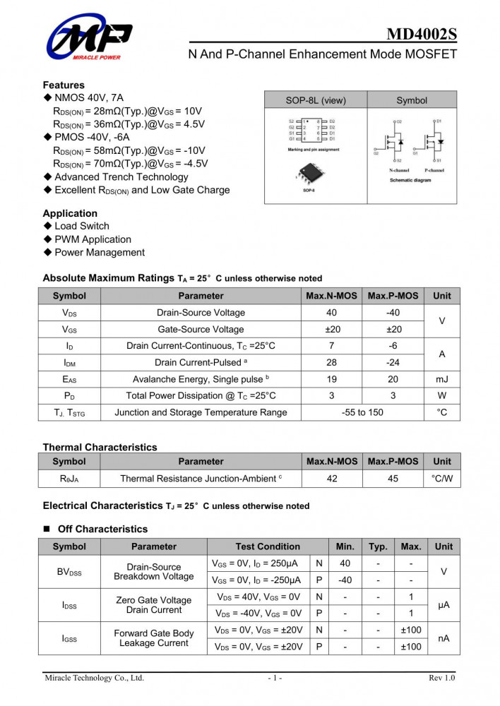 MD4002S datasheet page 1