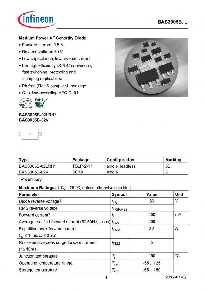 BAS3005B02VH6327XTSA1 datasheet page 1