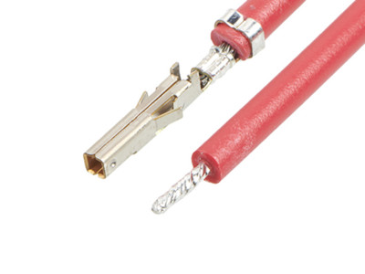 Pre-Crimped Lead Mini-Fit Jr. Female-to-Pigtail, Gold (Au) Plating, 75.00mm Length, 18 AWG, Red for sale
