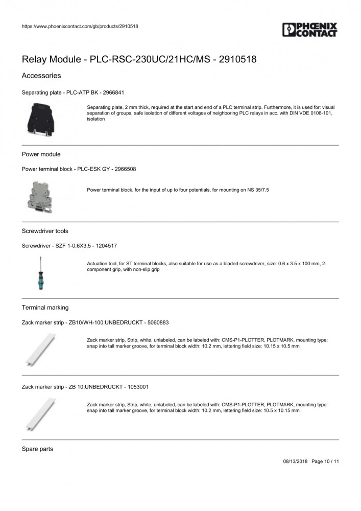 Phoenix Contact 2910518 technical document page 10