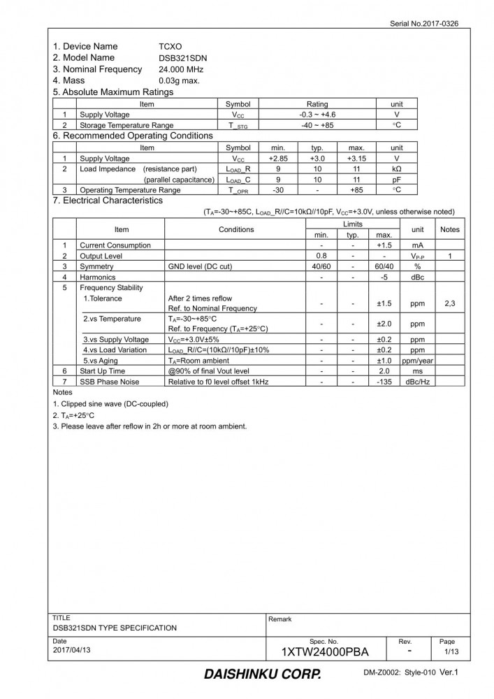 KDS 1XTW24000PBA specification page 2