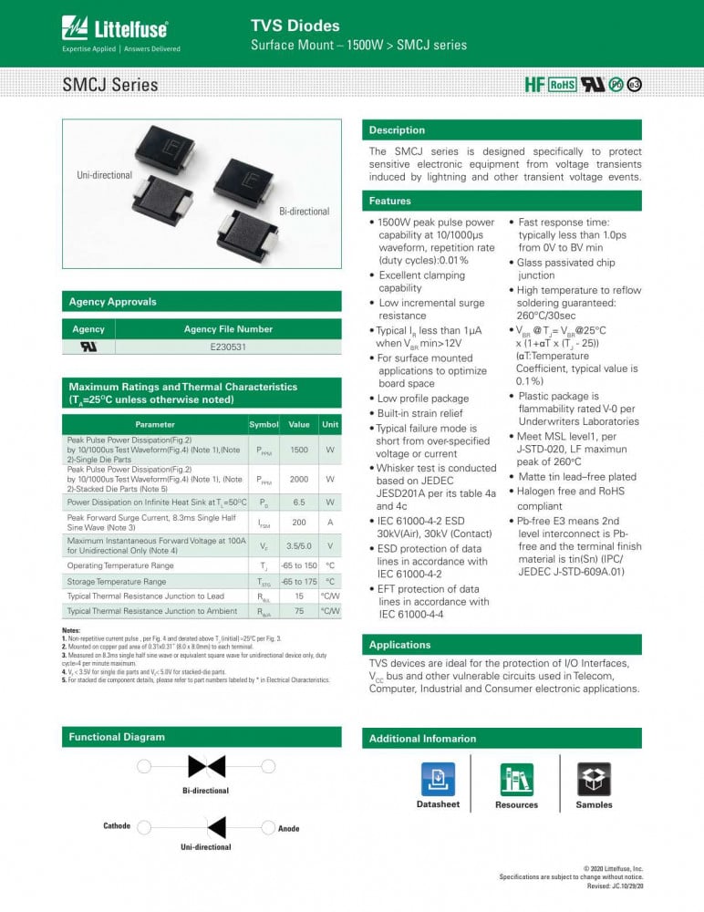SMCJ54CA datasheet page 1
