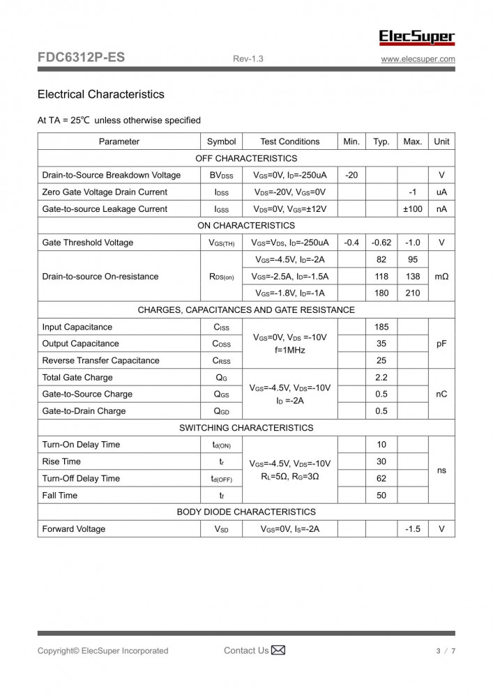FDC6312P-ES datasheet page 3