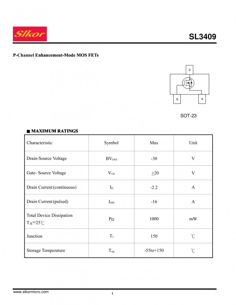 SL3409 datasheet page 1