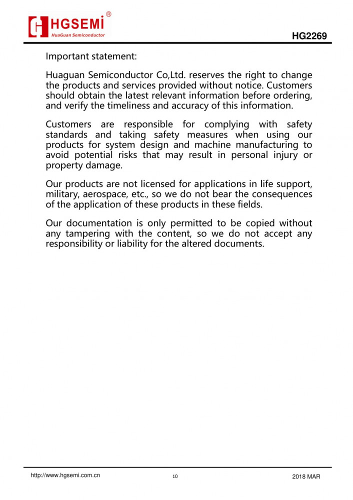 HG2269 datasheet page 10