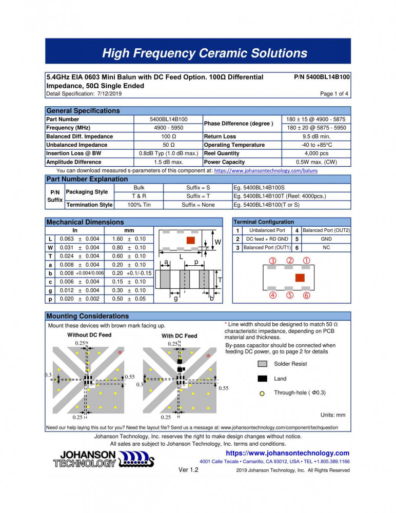 5400BL14B100T specification page 1