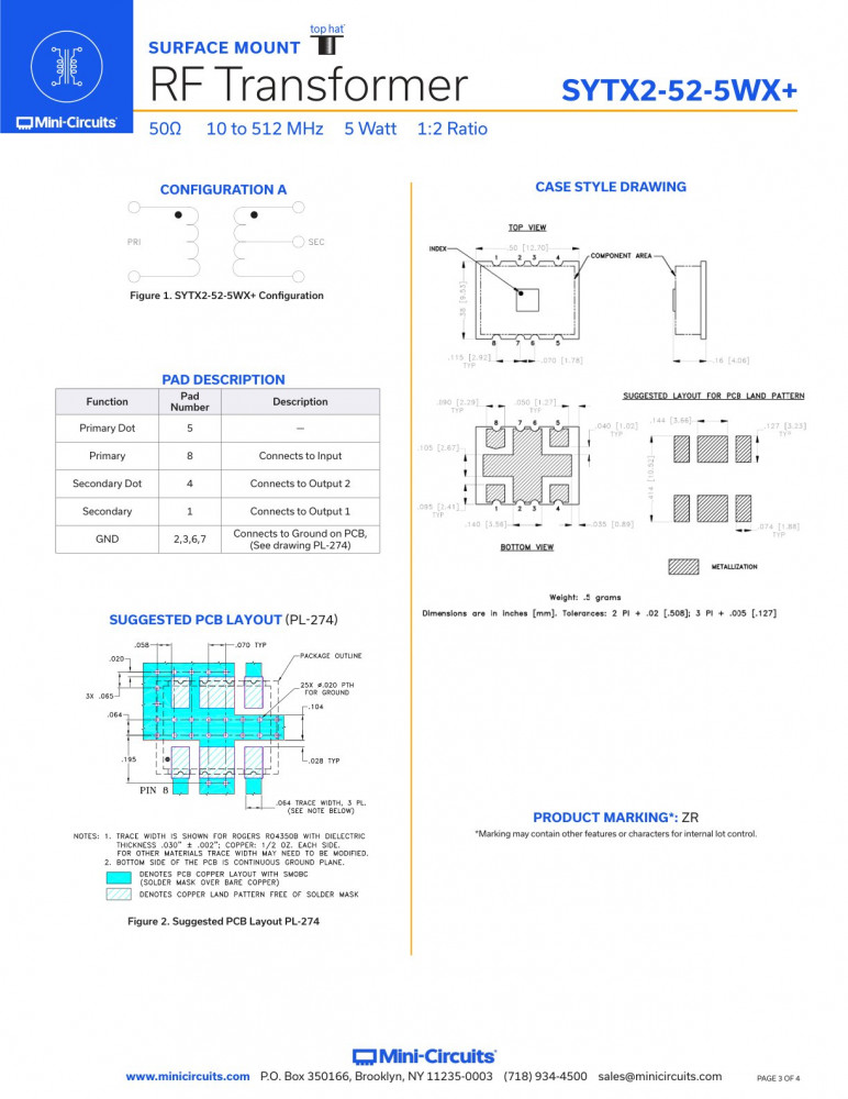 SYTX2-52-5WX+ technical document page 3