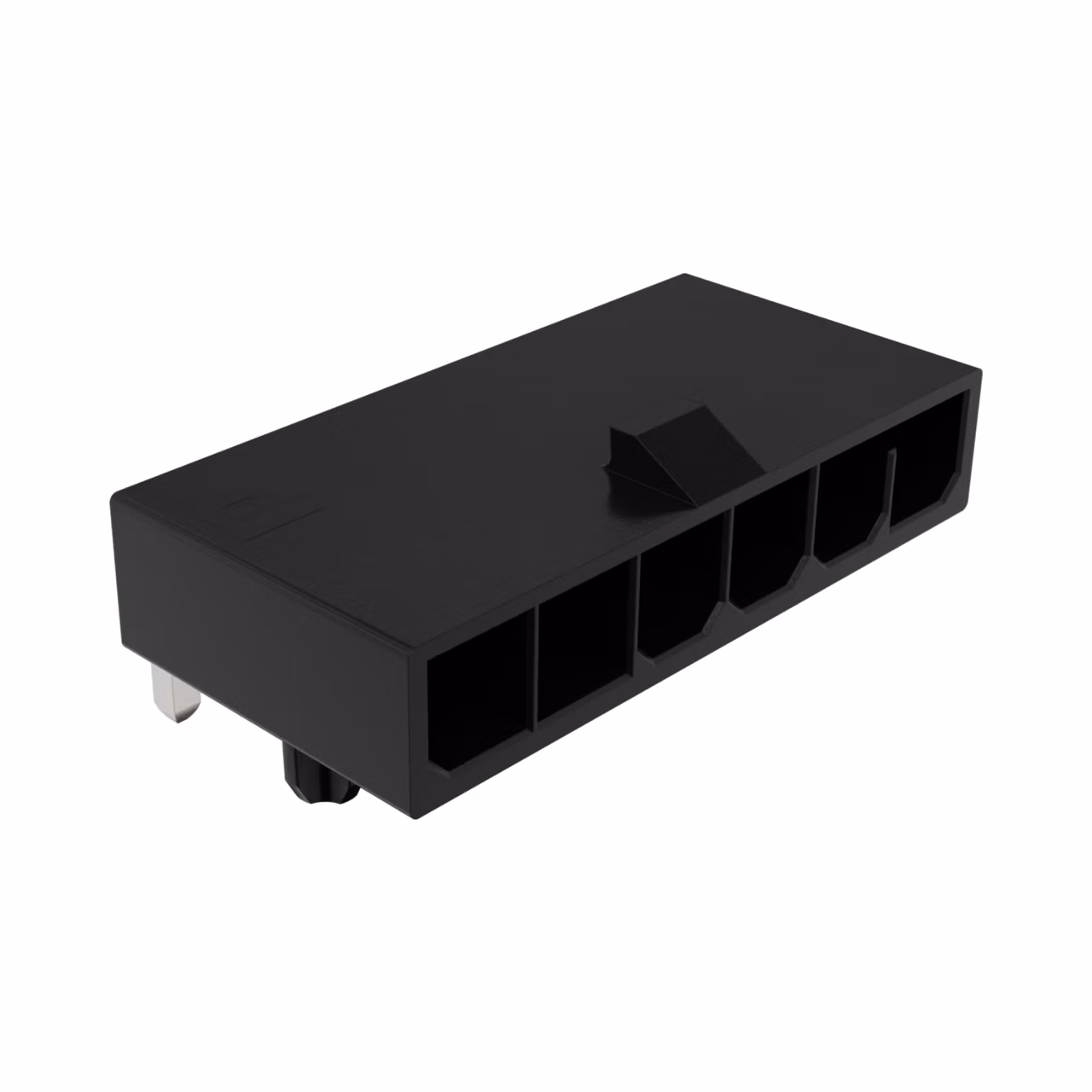 Mini-Fit Max Right-Angle Header, Single Row, Through Hole, 3 Circuits, Matte Tin (Sn) Plating, Black, Glow-Wire Capable, Tray