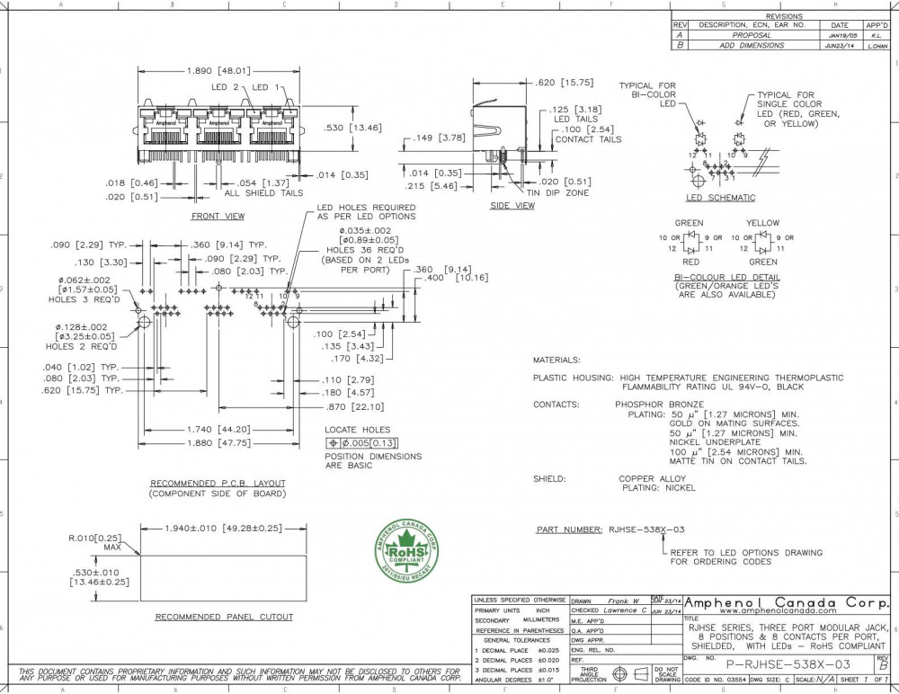 RJHSE538103 technical drawing page 1