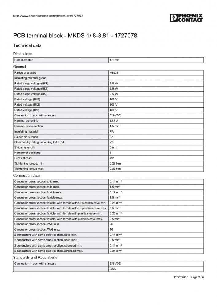 Phoenix Contact 1727078 technical document page 2