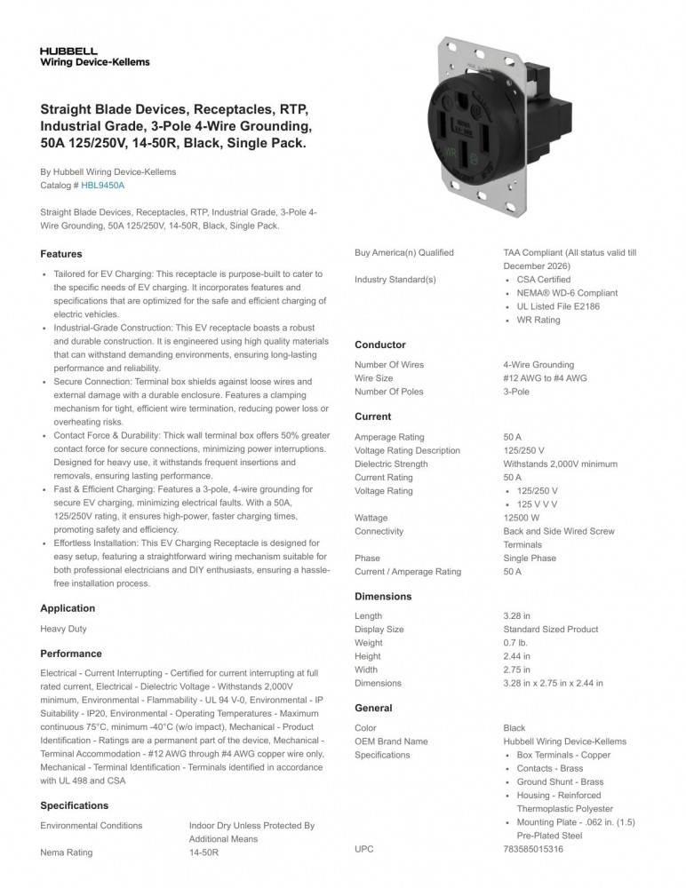 HBL9450A product documentation preview, page 1