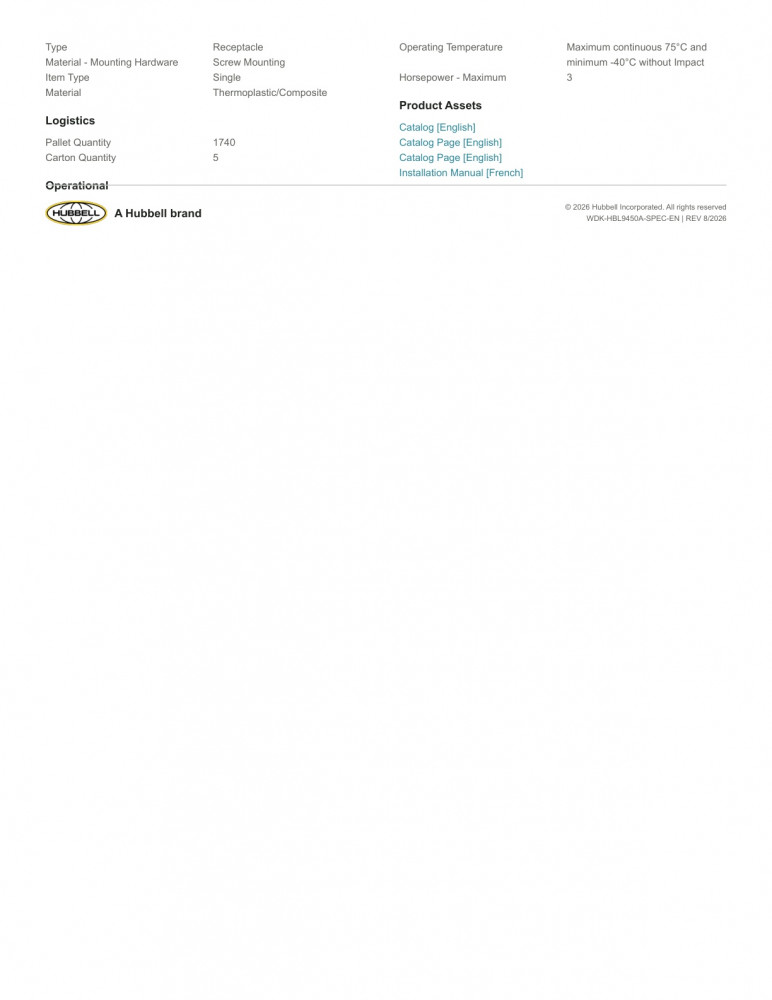 HBL9450A product documentation preview, page 2