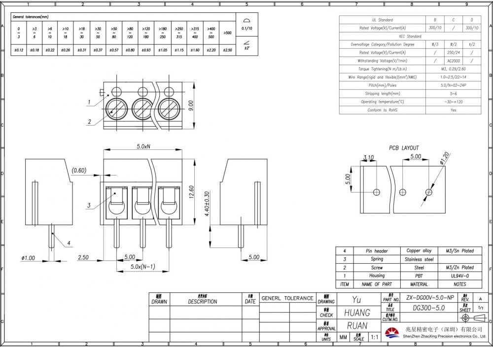 Megastar ZX-DG00V-5.0-2P technical drawing page