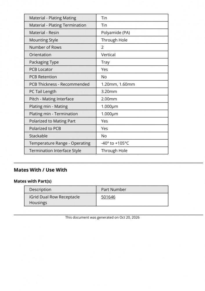 MOLEX 5016454021 technical document preview, page 3
