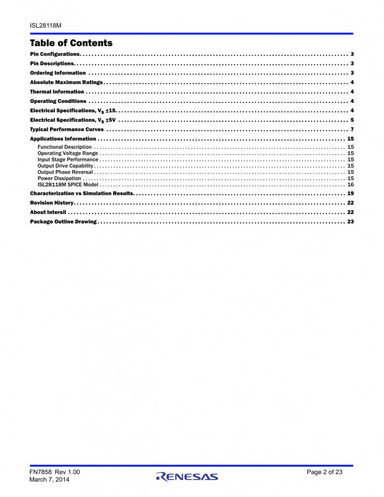 ISL28118M datasheet page 2