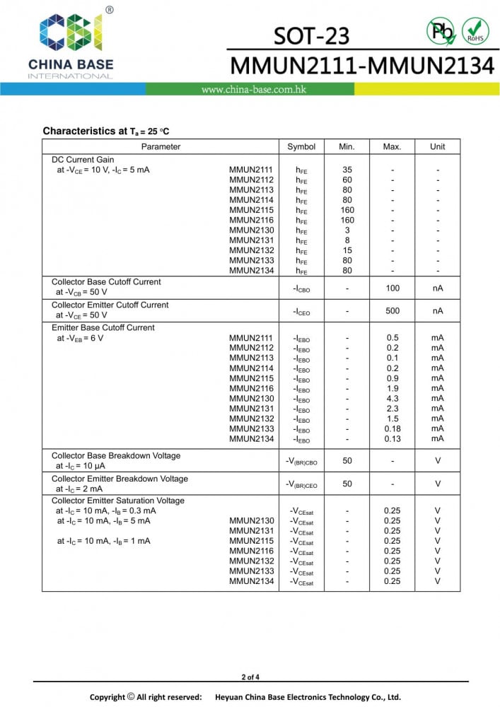 MMUN2133 datasheet page 2