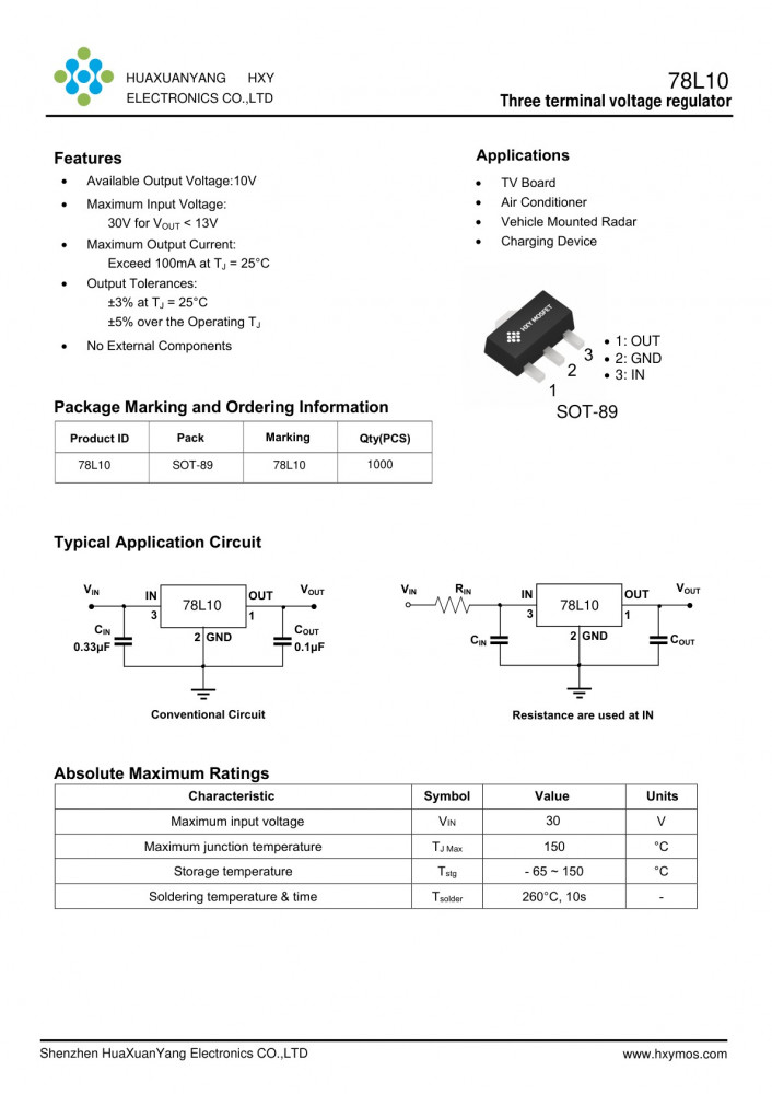 78L10 datasheet page 1