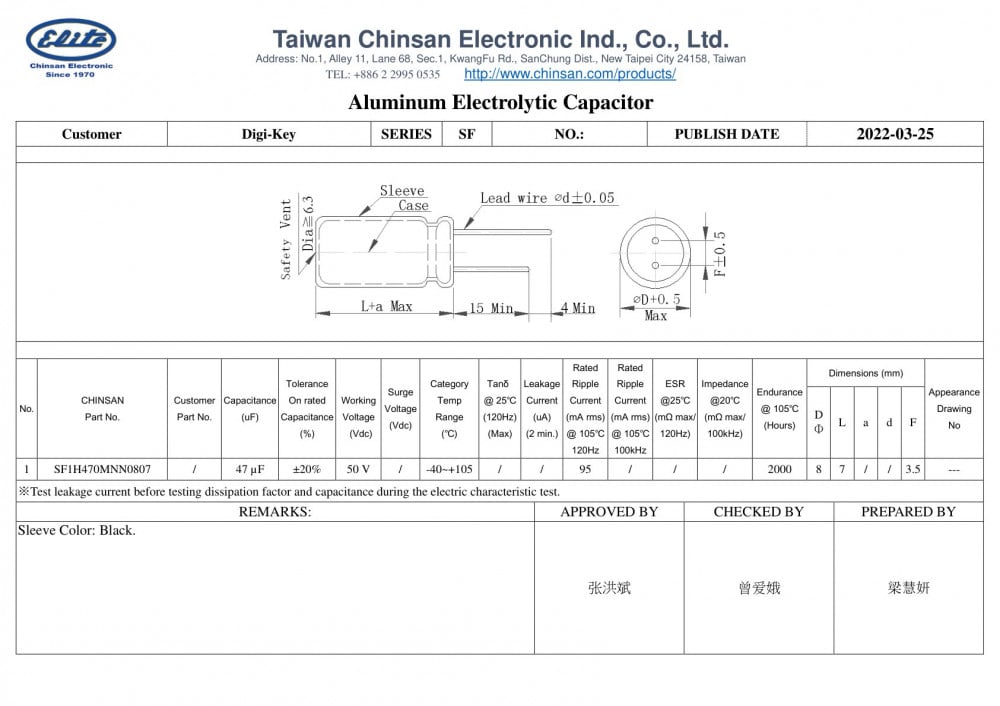 Chinsan SF series datasheet page 2