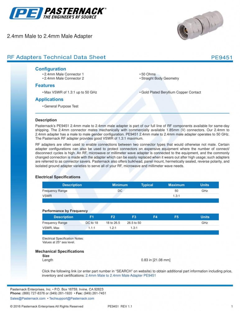 PE9451 technical document page 1