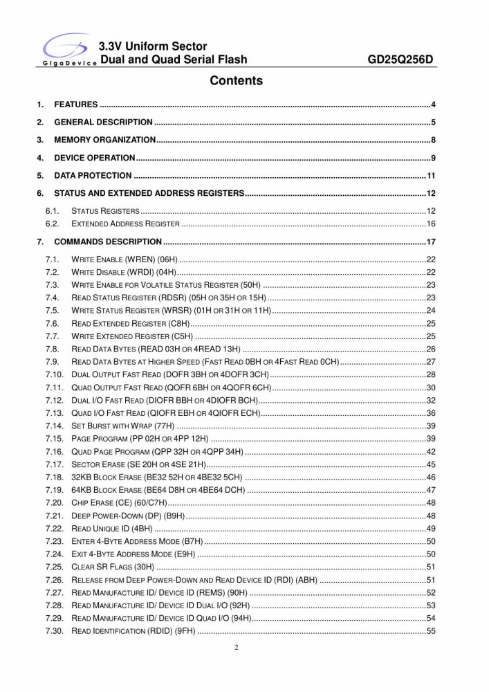 GD25Q256D datasheet page 2