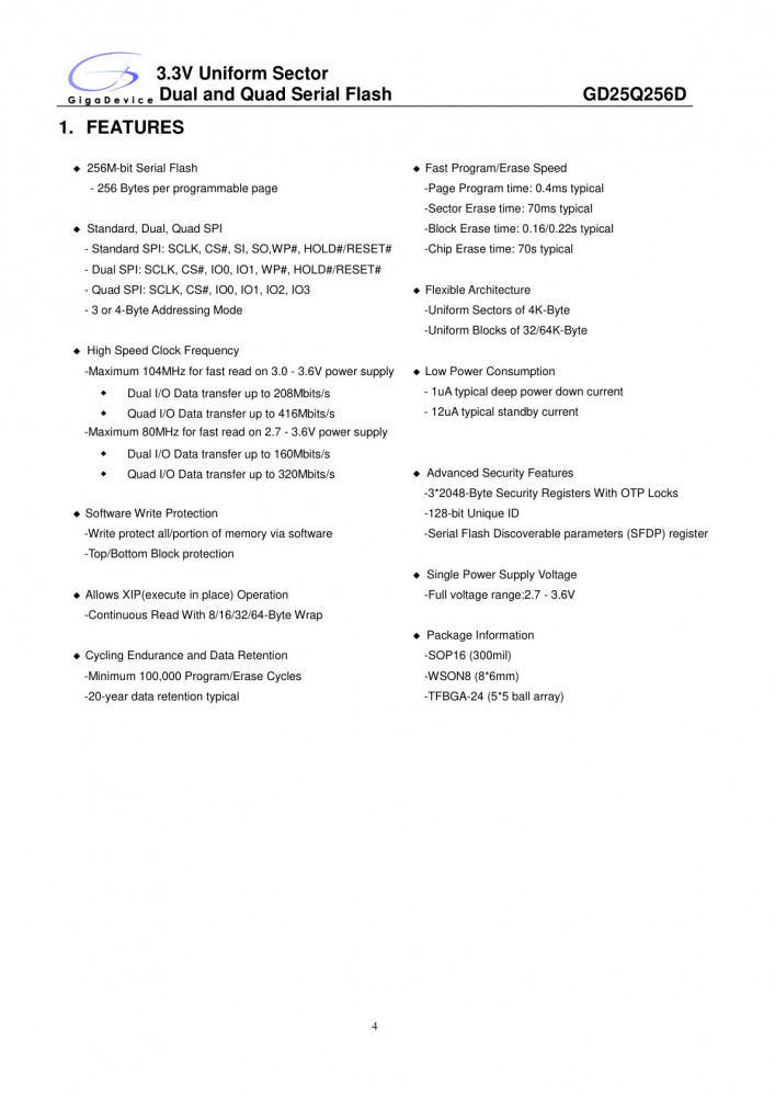 GD25Q256D datasheet page 4